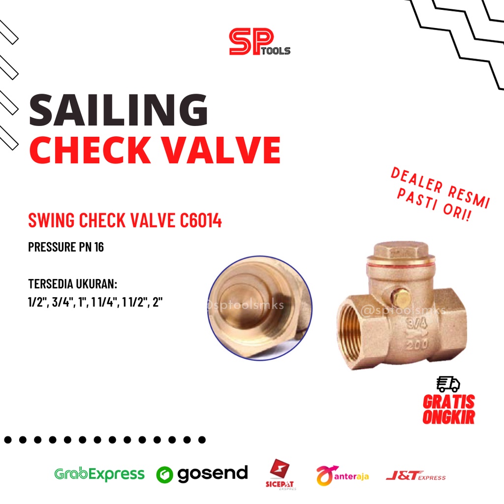 Jual CHECK VALVE KLEP TABOK SWING CHECK VALVE 11/2" 1 1/2 INCH SAILING ...