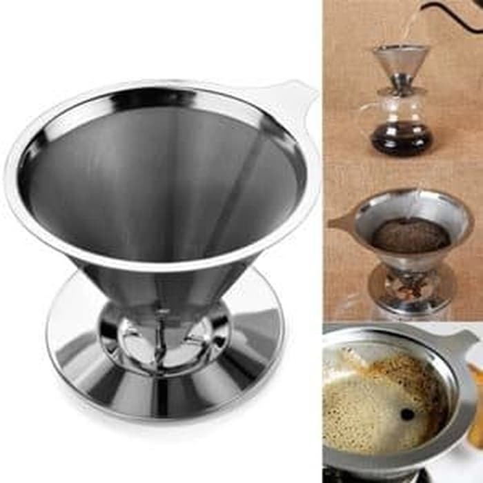 Jual Coffee drip V60 Stainless Steel Coffee Dripper for 1-2 Cups 2056 ...