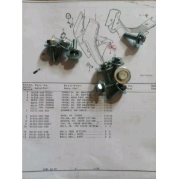 Jual Baut sayap atas honda astrea grand prima star c70 c50 c700 c800 ...