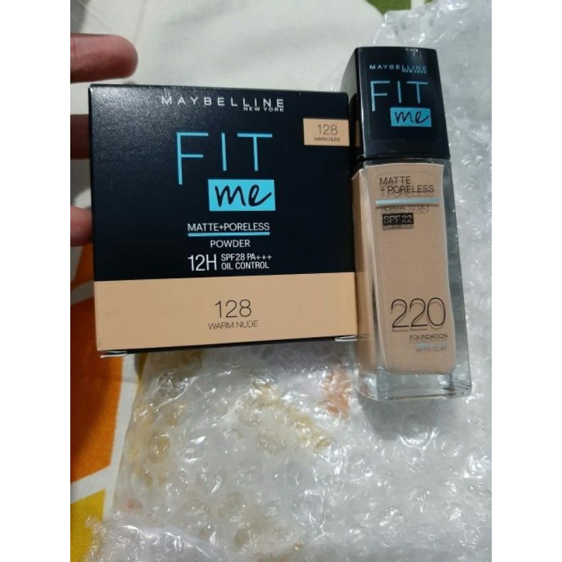Jual BUNDLE BEDAK MAYBELLINE FIT ME 128 WARM NUDE + FOUNDATION ...