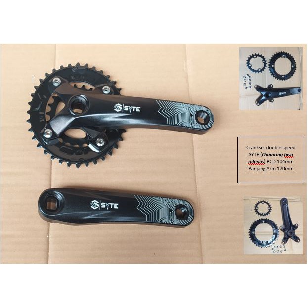 Jual Crank set Crankset double chainring 2 speed 22 36T Alloy BB Kotak ...