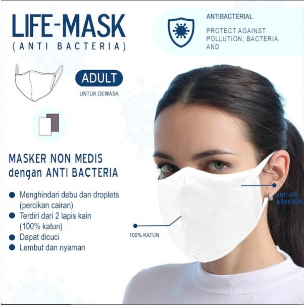 Jual Masker Dewasa - Life-Mask ( Anti Bacteria ) | Shopee Indonesia