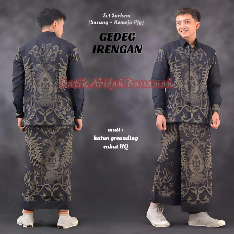 Jual Batik Solo Modern Setelan sarung dan kemeja motif gedhek baju ...