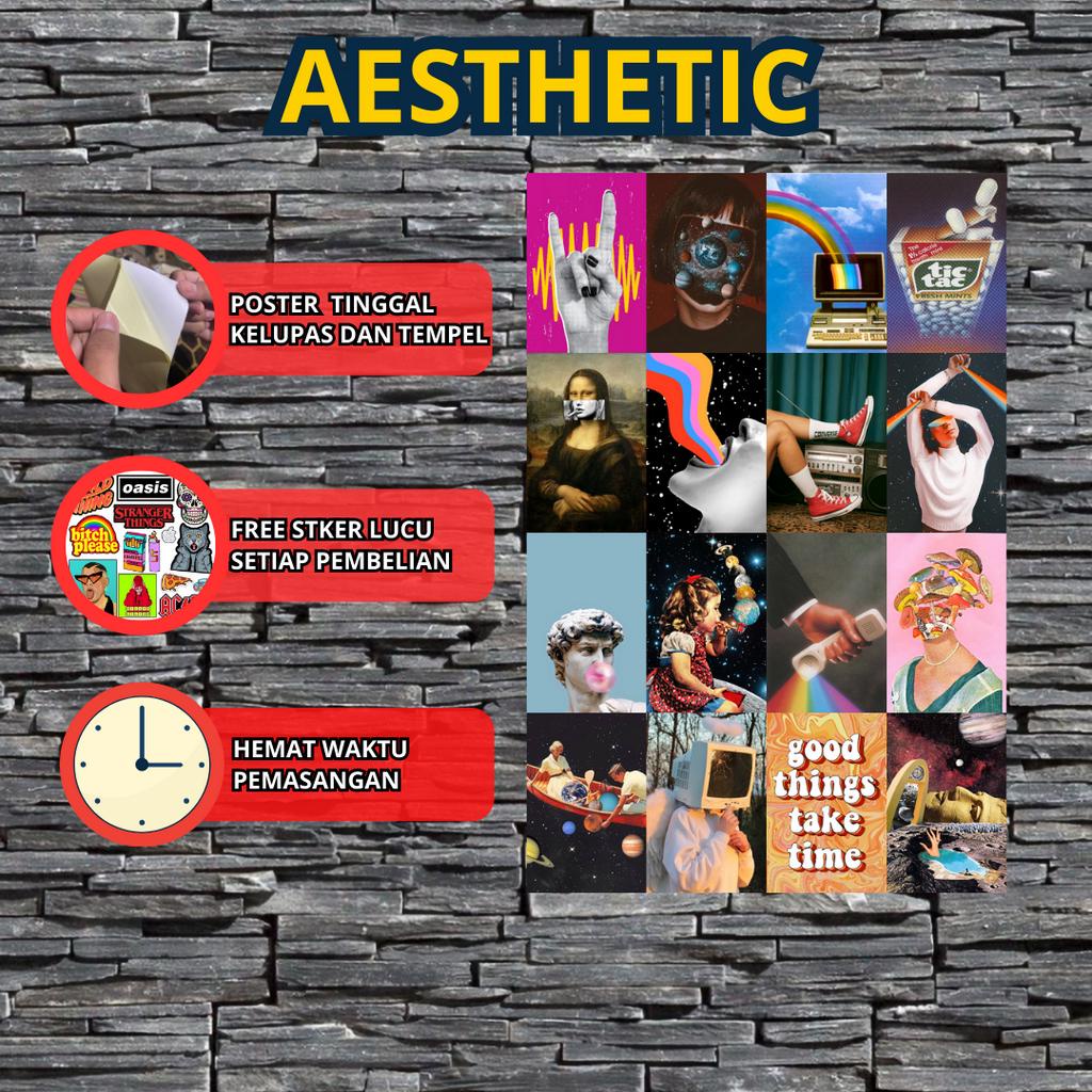Jual Poster Dinding Sticker Aesthetic Paketan Isi 16PCS Langsung Pasang ...