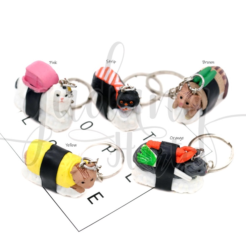 Jual Gantungan Kunci Sushi Cat Keychain Motif Makanan Jepang GH 302006 ...