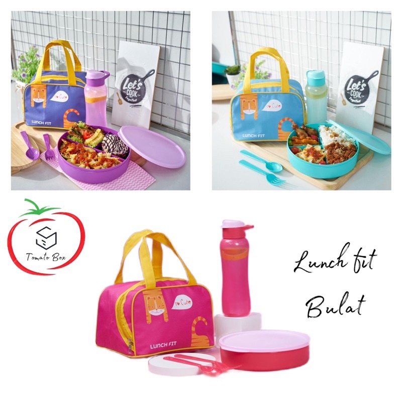 Jual Kotak Makan Anak bulat / Lunchbox Set Kit / Bekal set free botol | Shopee Indonesia