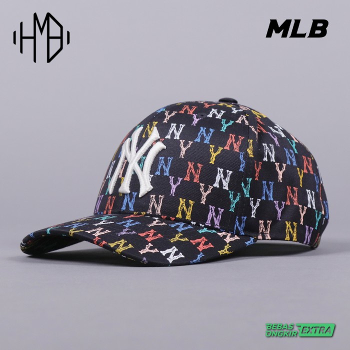 Jual Produk Terbaru Mlb Korea Ny Yankees Rainbow Monogram Cap Black ...