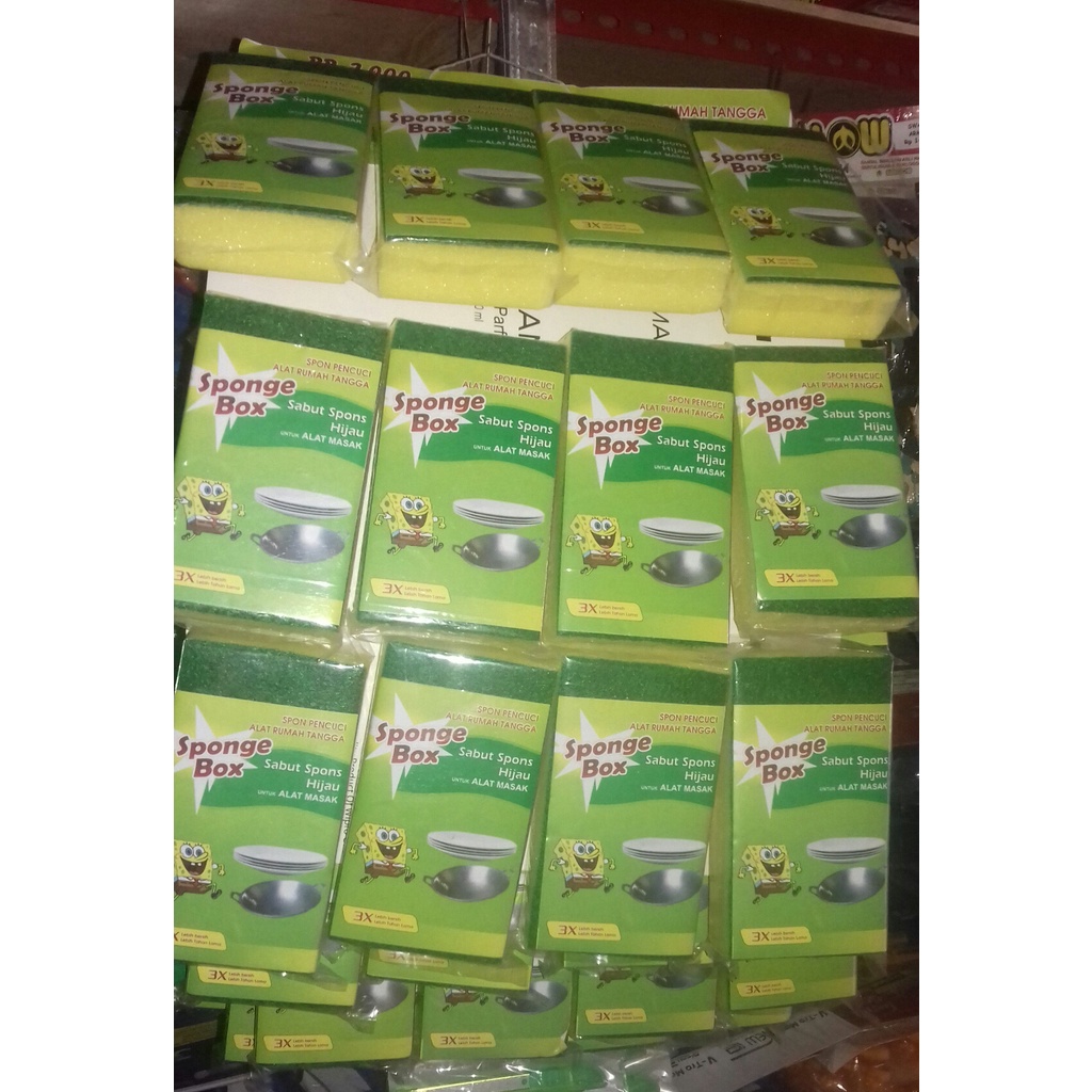 Jual [1 rtg] Serabut spons cuci piring sponge box hijau besar 2000 ...