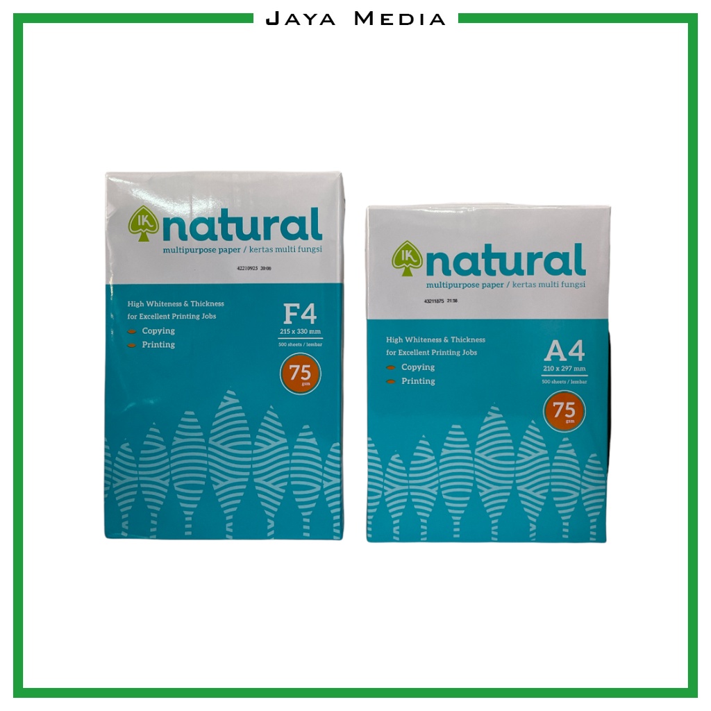 Jual Natural Kertas HVS Fotocopy Cetak 75gr 70 gr A4 F4 Folio | Shopee Indonesia