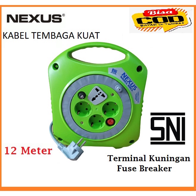 Jual KABEL Roll Gulung Nexus Panjang 12 M + Saklar + Fuse + Colokan One ...