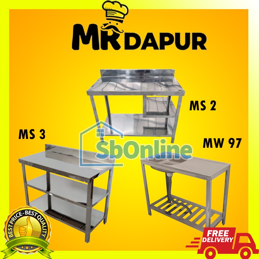 Jual MR DAPUR Paket Meja Kompor dan Wasbak Stainless Steel MS 2 / MS 3 / MW 97 | Shopee Indonesia