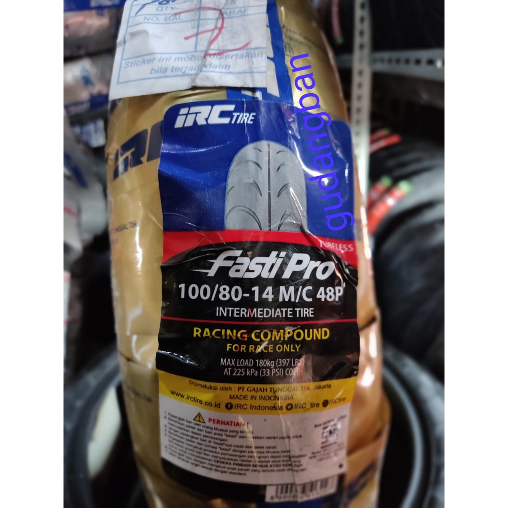 Jual IRC Fasti Pro 100 80 14 soft compound ban luar motor Matic Free ...