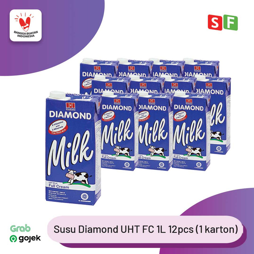 Jual Susu UHT Diamond Full Cream 1 Liter / 1 Karton - 12 Pcs | Shopee Indonesia
