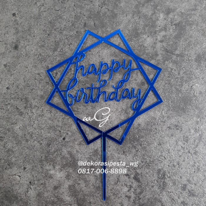 Jual Topper Cake / Hiasan Kue - Happy Birthday - Motif D - Warna Biru ...