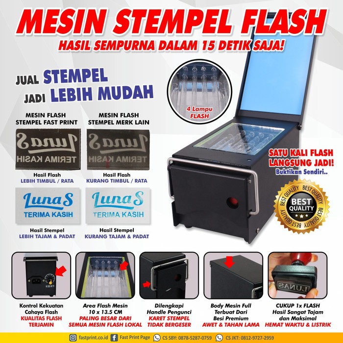 Jual Mesin Stempel Flash Kilat Premium 4 lampu Full Plat Besi | Shopee Indonesia
