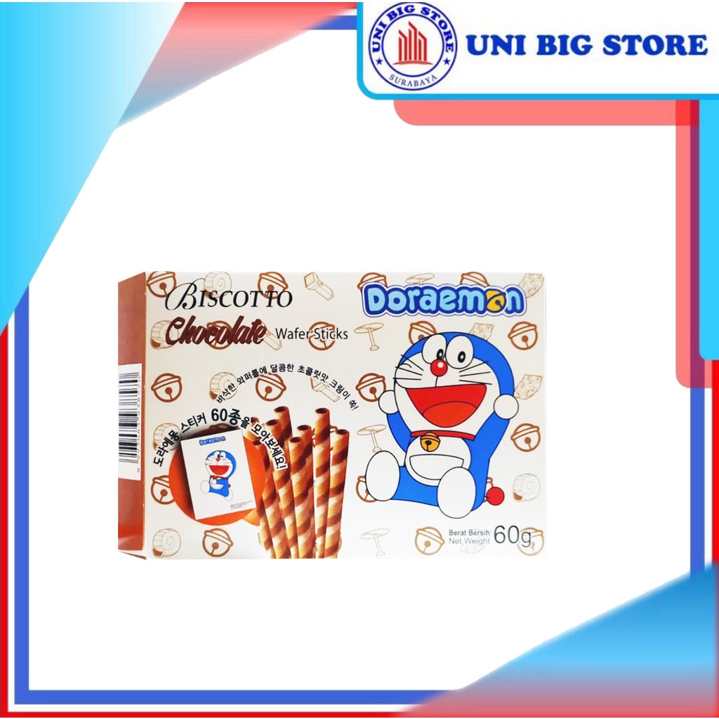 Jual Biscotto Doraemon Biskotto Chocolate Wafer Stick 60 g Astor Roll ...