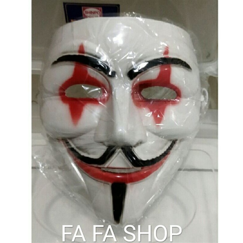 Jual MASK V FOR VENDETTA GUY FAWKES ANONYMOUS WHITE / TOPENG ANONYMOUS ...