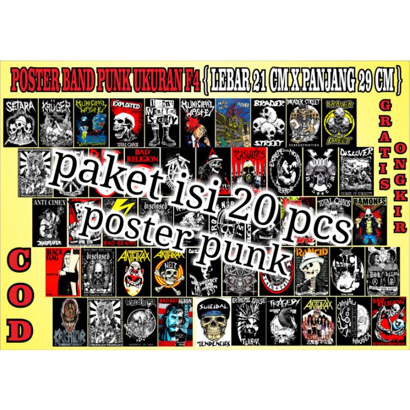 Jual POSTER,POSTER PUNK,PAKET ISI 20 PCS POSTER,POSTER BAND, POSTER ...