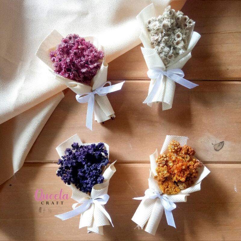 Jual (Lebar 5.5 cm)Mini Dried Flowers Bouquet/ Buket Bunga Mini/Mini ...
