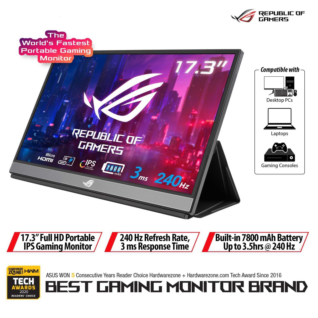 Jual ASUS ROG STRIX XG17AHPE | Portable Monitor 17.3" FHD IPS 240Hz USB ...