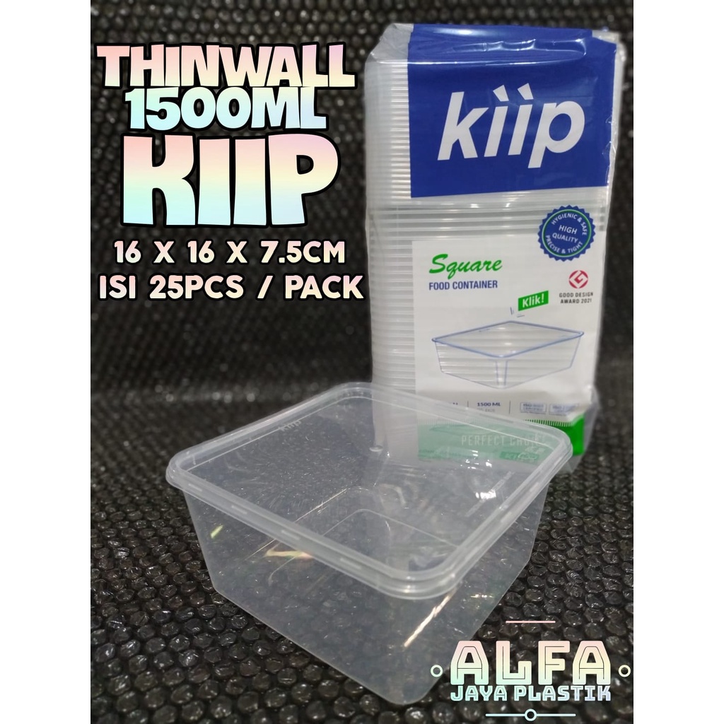 Jual Thinwall Kotak 1500 ml KIIP / wadah plastik / isi 25 set | Shopee ...