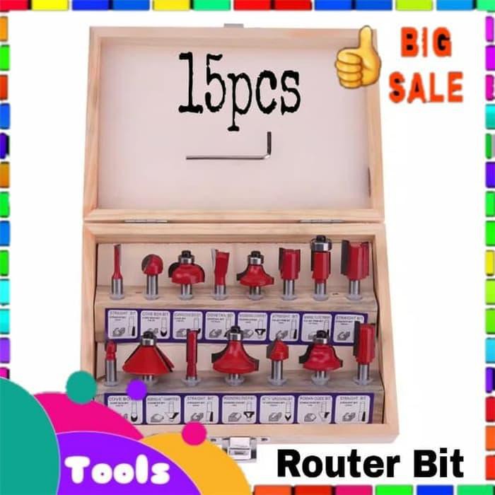 Jual Mata Gerinda / Router Bit Bits 15 Pcs Mata Profil Trimmer Set On ...
