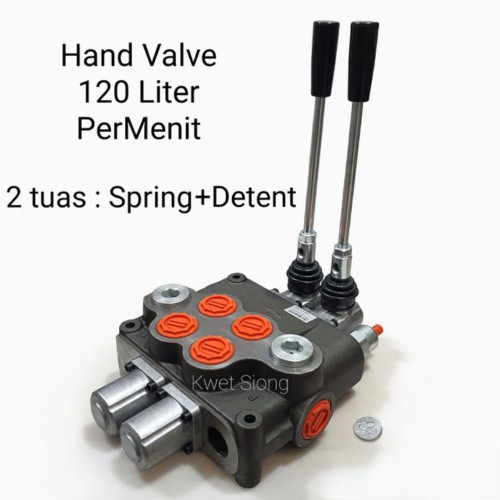 Jual hand valve hidrolik 120 Liter Permenit 2 tuas detent dan spring ...