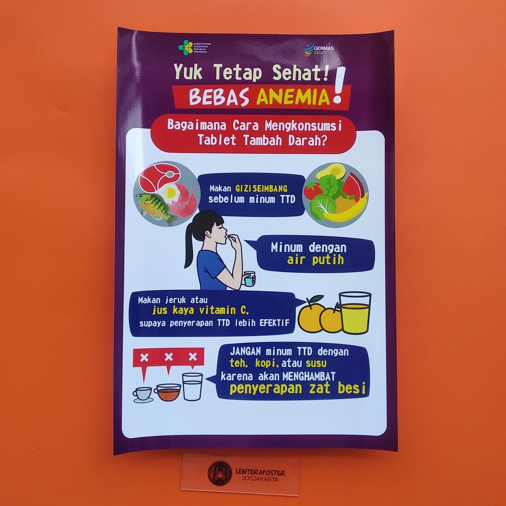 Jual Poster Anemia Remaja : Tetap Sehat Bebas Anemia, Cara Minum TTD ...