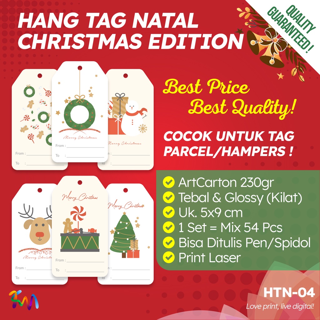 Jual Set Hang Tag Natal Unik | Custom Christmas Hang Tag for Hampers ...