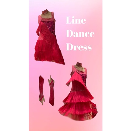 Jual line dance dress pink rumbai 1 set (choker + gloves) | Shopee ...