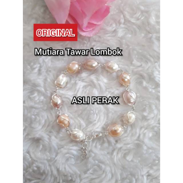 Jual GELANG PERAK MUTIARA AIR TAWAR LOMBOK PERHIASAN PERAK ASLI GELANG ...