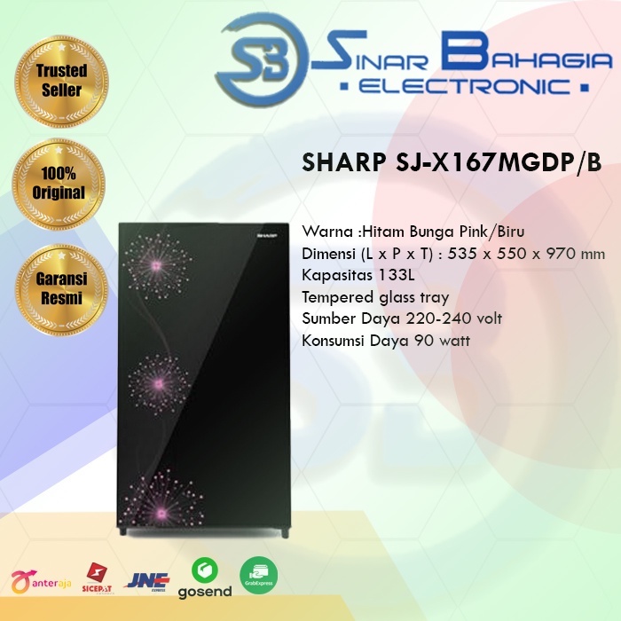 Jual SHARP SJ-X167MGDP KULKAS 1 PINTU BUNGA (NEW) (KHUSUS BANDUNG) | Shopee Indonesia
