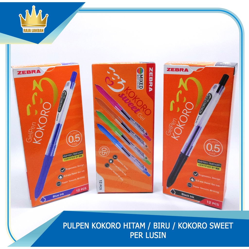 Jual Pulpen Zebra Kokoro Hitam / Biru / Sweet Semi Gel - LUSIN | Shopee ...