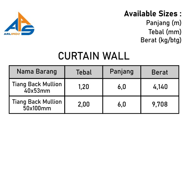 Jual Alexindo Tiang Back Mullion Warna CA 50x100mm x 2mm x 6M - Arlindo ...