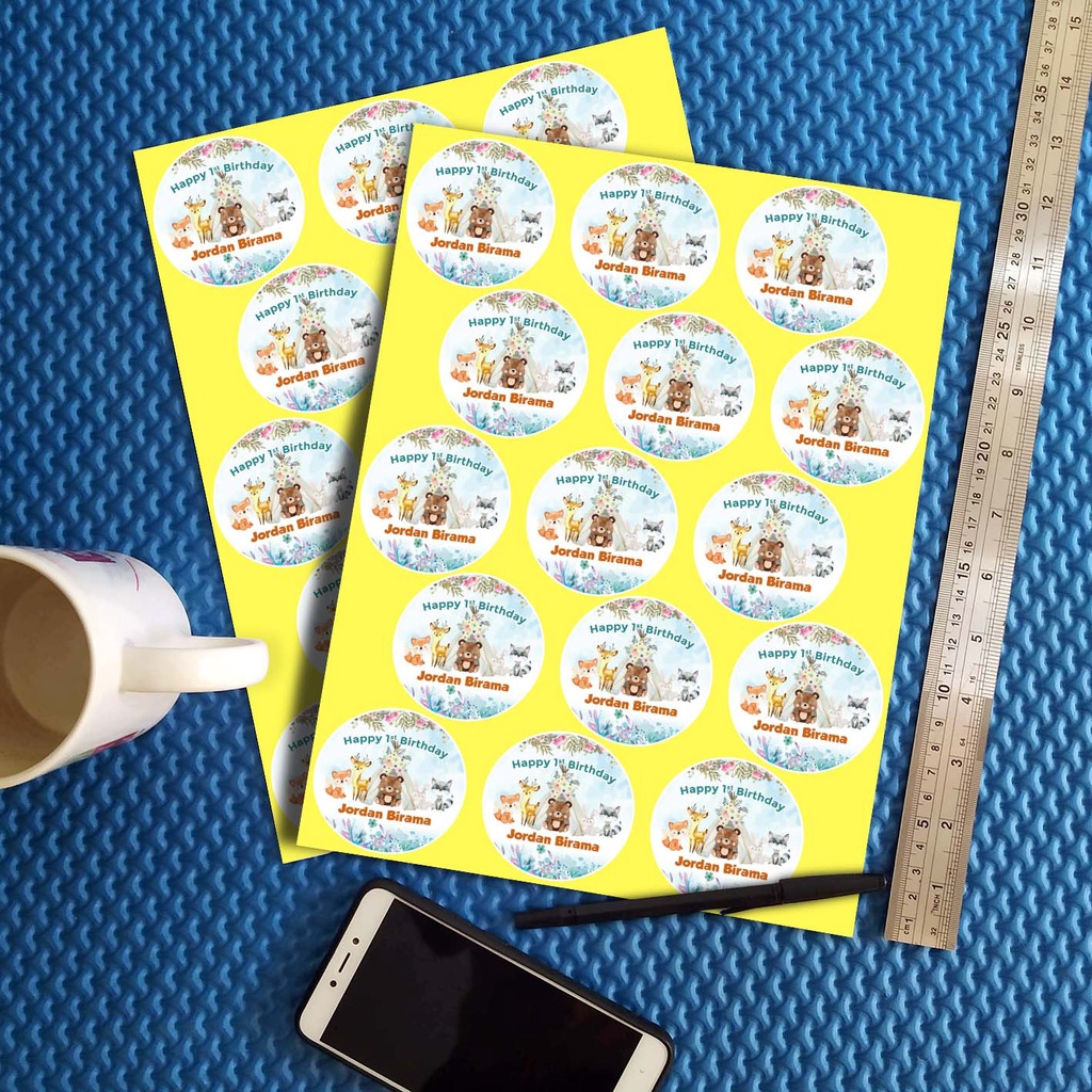 Jual STIKER ULANG TAHUN ANAK HEWAN BINATANG LUCU BIRTHDAY STICKER COWOK ...