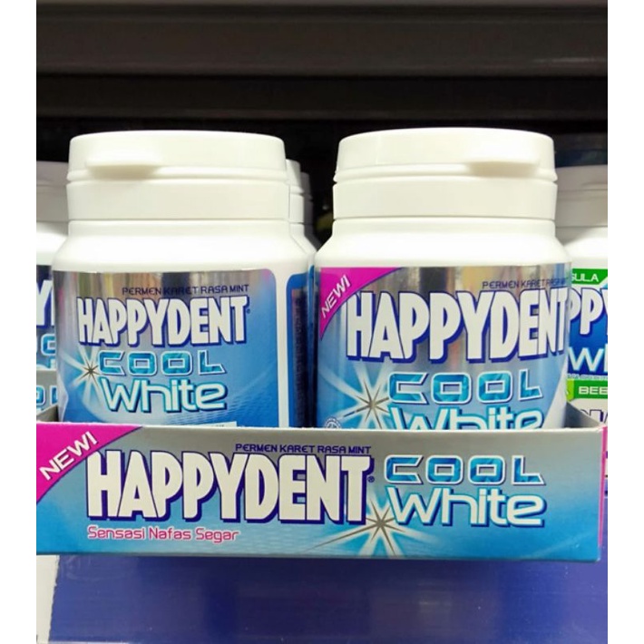 Jual Permen Karet Rasa Mint Happydent Cool White Botol 24gr,61,6gr ...