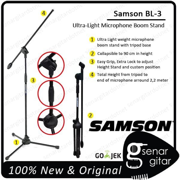 Jual Stand Mic Boom Samson BL3 BL 3 Stand Microphone Tripod Boom ...
