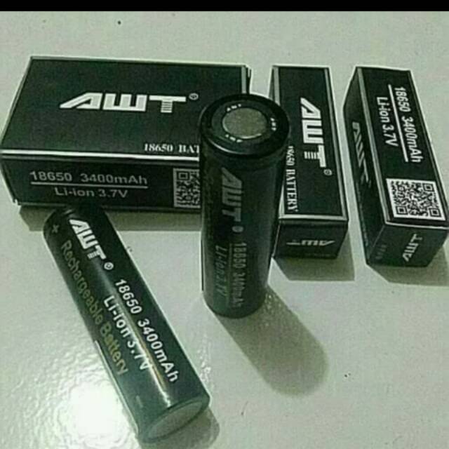 Jual Batrey AWT Hitam 18650 3400Mah LI-ON 3.7v 40a Satu Pack 2 Pcs ...