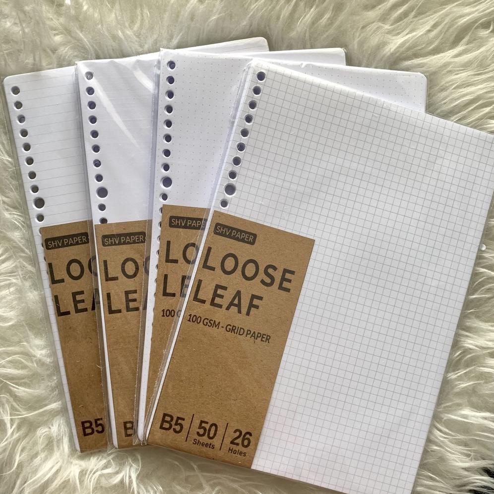 Jual ((BISA COD)) [SHV] Loose Leaf B5 HVS 100gsm/ 80gsm - Grid Dot Lined Blank (Kertas isi ...
