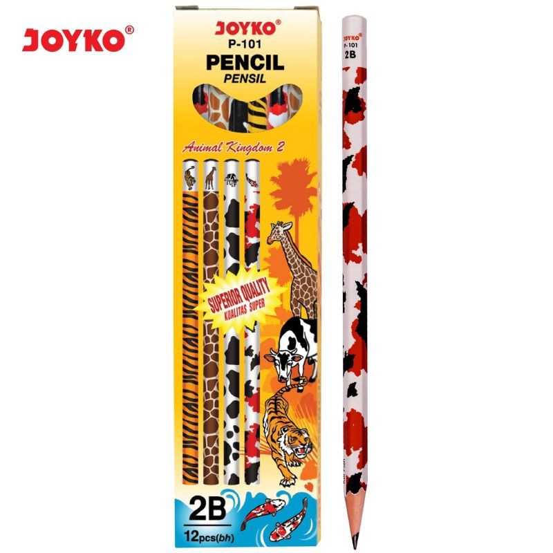 Jual Pensil Kayu 2B Joyko P-101 Animal Kingdom (12 pcs) | Shopee Indonesia