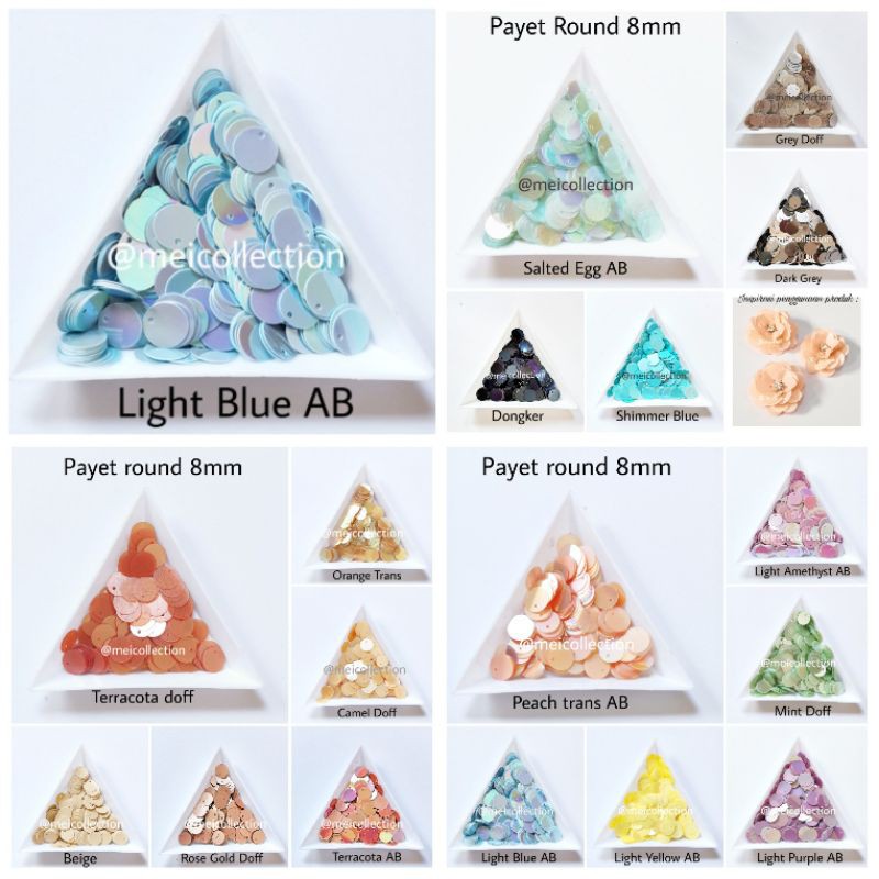 Jual Payet 8mm besar round flat bulat koin jahit bunga 3d | Shopee ...