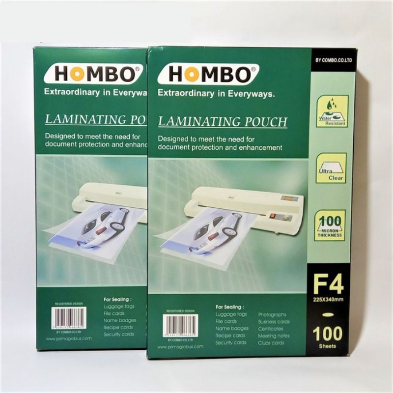 Jual Plastik laminating HOMBO ukuran F4 dan ukuran A4 untuk melapis ...
