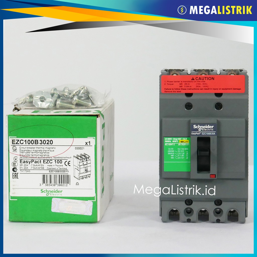 Jual SCHNEIDER MCCB 3P 20A / NFB / EZC EASYPACT BREAKER EZC100B3020 | Shopee Indonesia