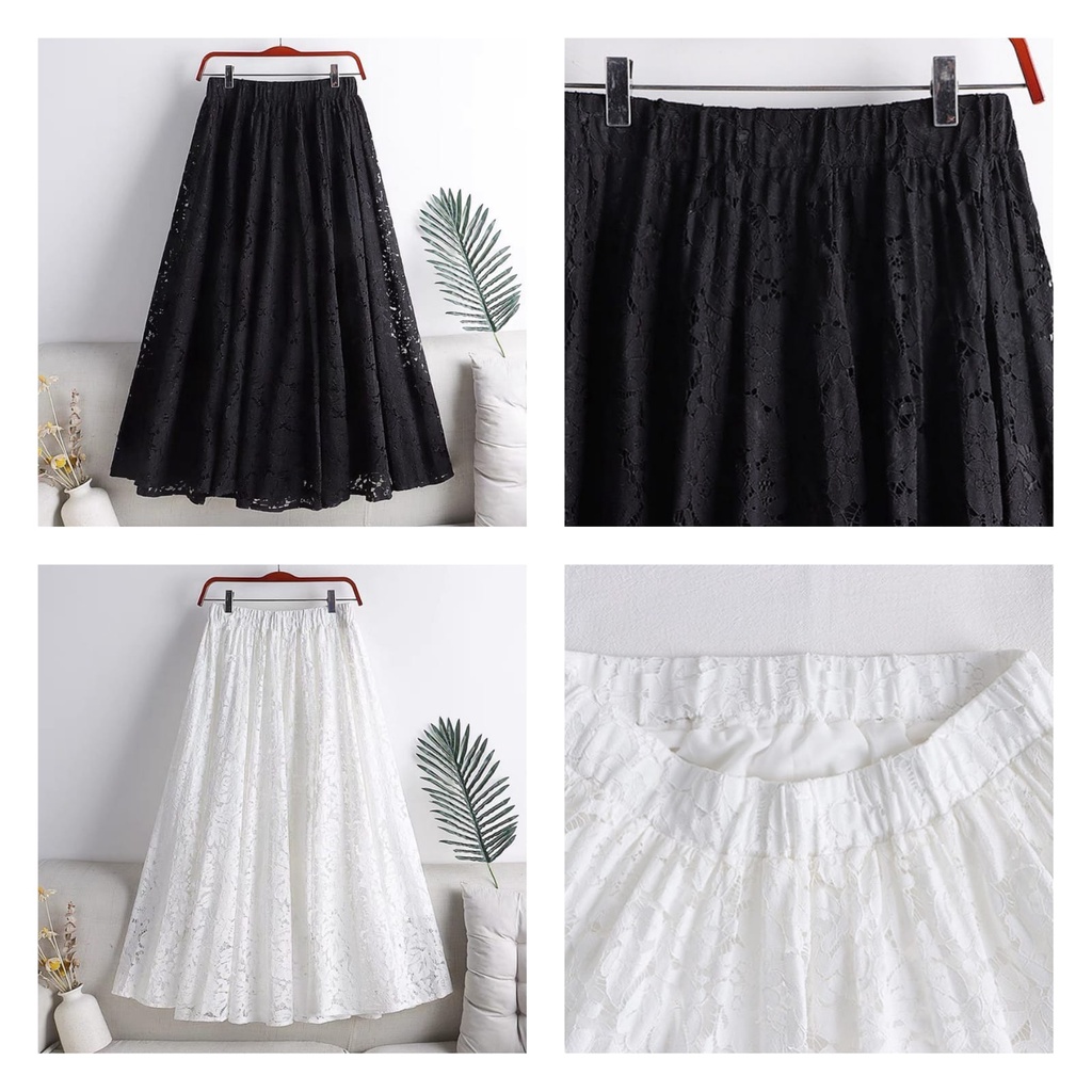Jual NEYSA LACE SKIRT - Bawahan Wanita Rok Memakai Furing | Shopee ...