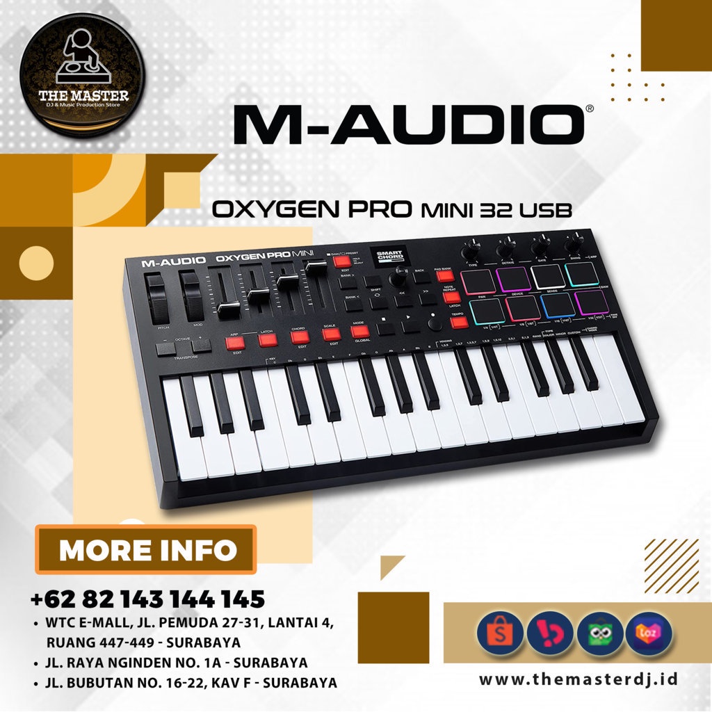Jual [Ready Stock] M-Audio Oxygen Pro Mini 32 Key USB Keyboard Midi ...