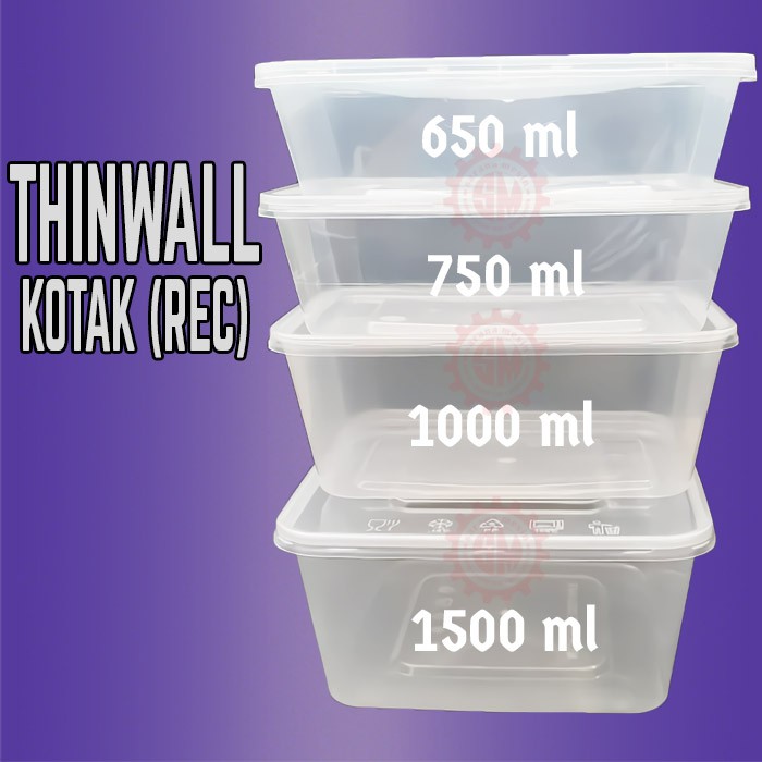 Jual (isi 25) Food Container Thinwall Kotak Rec Uk 650ml 750ml 1000ml 1500ml | Shopee Indonesia