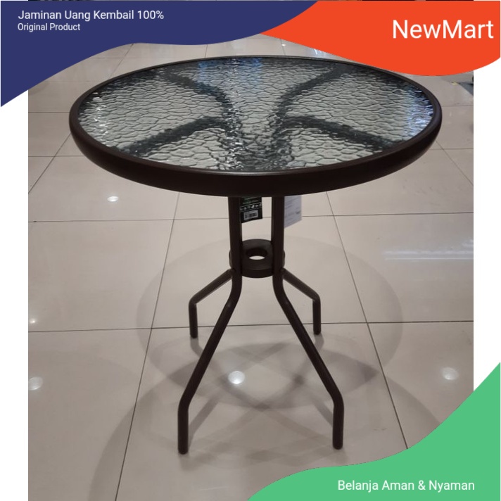 Jual SOLEIL Meja kaca bulat kaki besi/meja teras | Shopee Indonesia