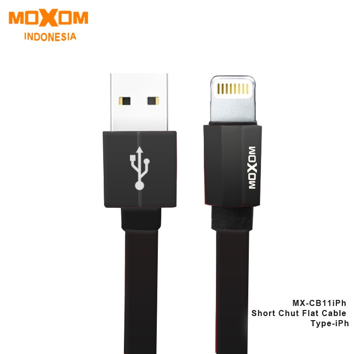 Jual MOXOM- Shortcut Flat Data Cable 2.4A (20-CM) For Type iPh MX-CB11 ...