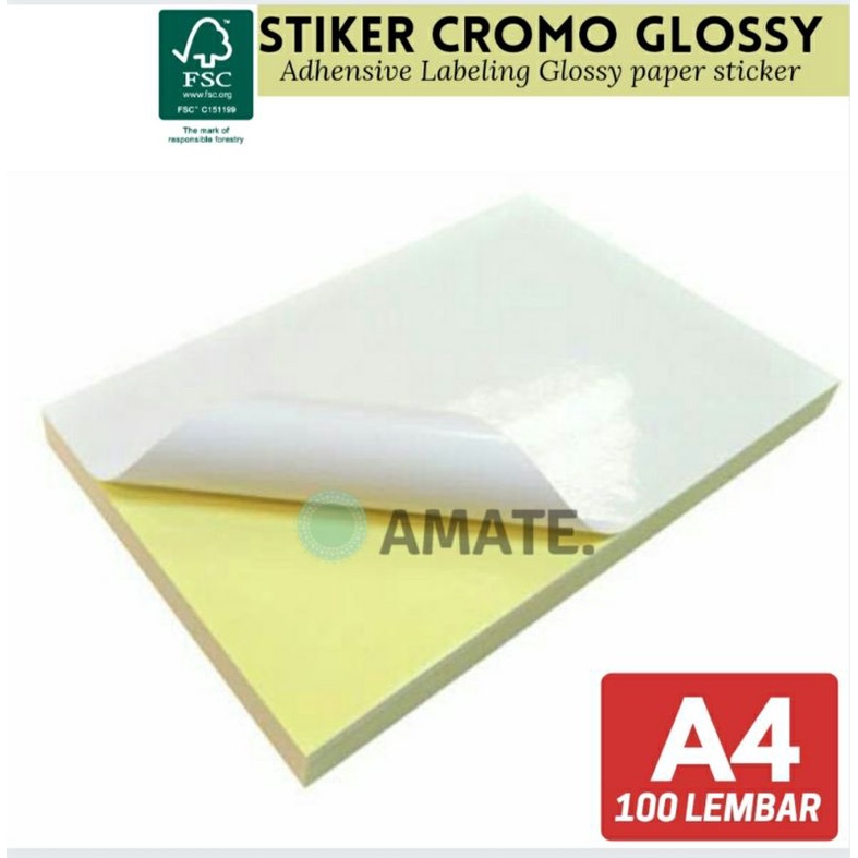 Jual Kertas Sticker Cromo Glossy A4 isi 100 Lembar / Kertas Stiker ...