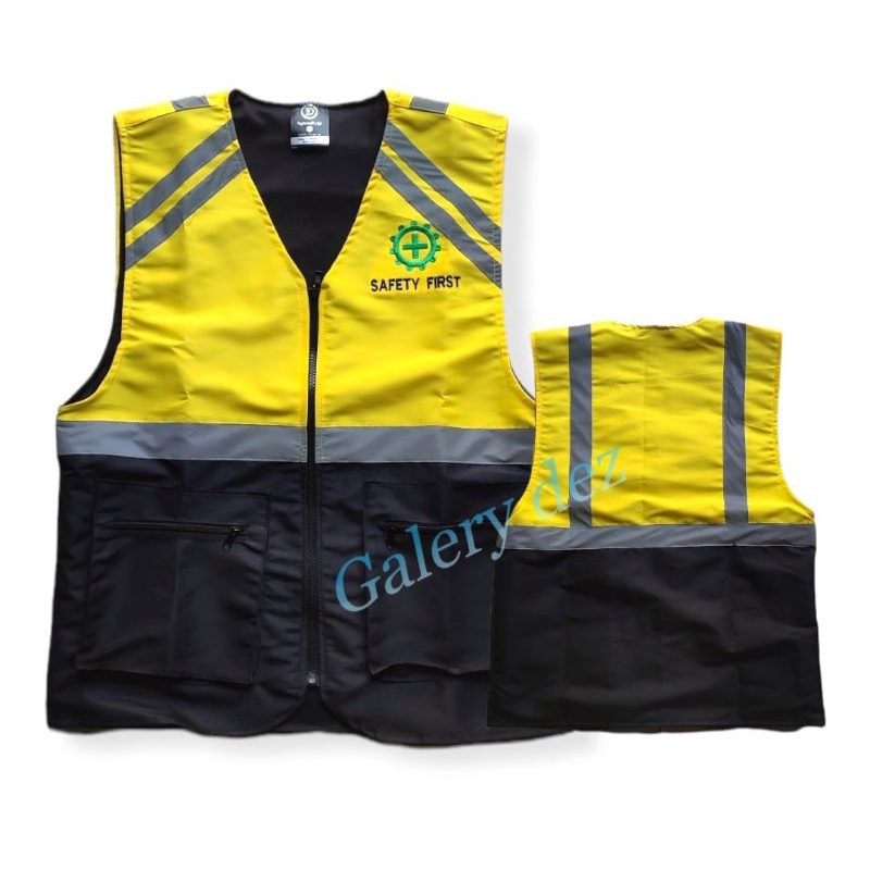 Jual Rompi k3 kerja lapangan proyek safety first kuning hitam 002 ...